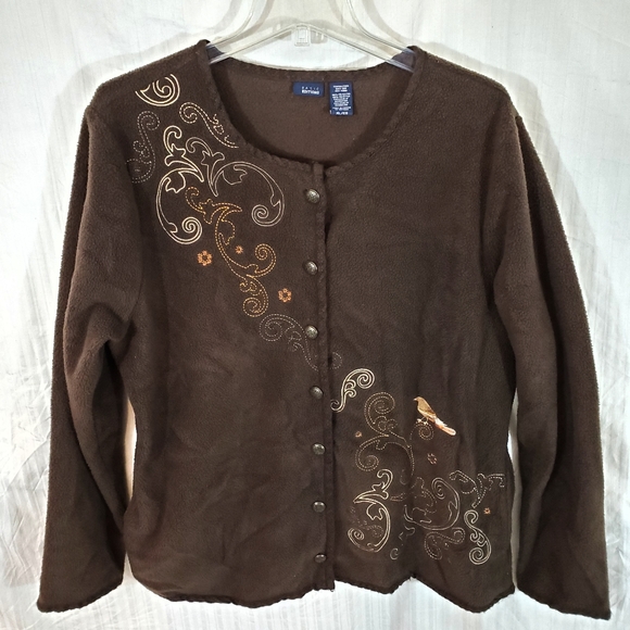 Basic Editions | Sweaters | Basic Editions Brown Fleece Cardigan Button ...